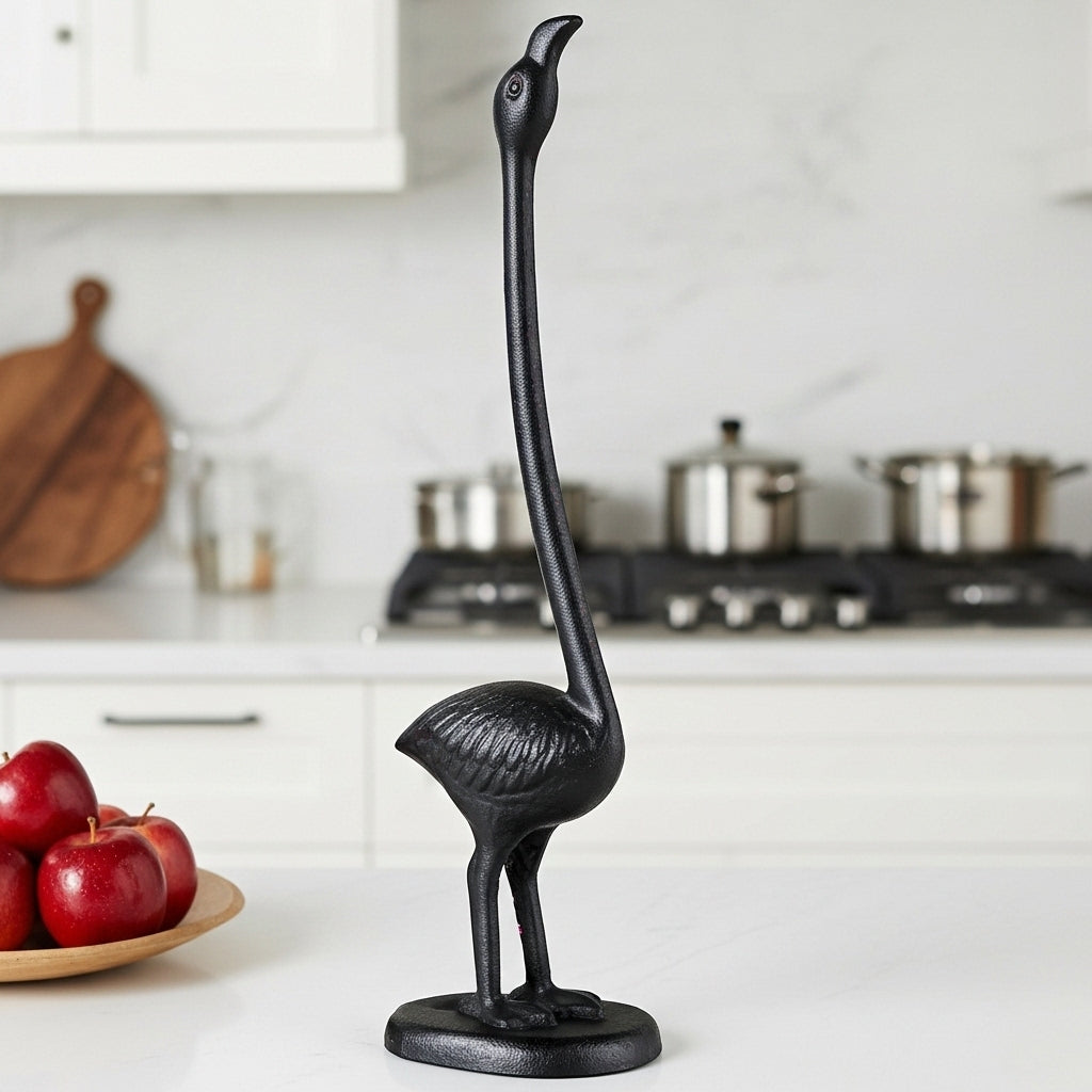 Flamingo Paper Towel Holder Cast Iron Black Kitchen Decor – Iron & Blossom